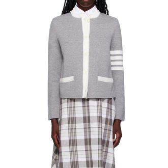 Thom Browne Womens Gray Wool Cardigan Clothing