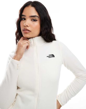 The North Face Glacier - Fleece-Sweatshirt in gebrochenem Wei&szlig; mit Logo und durchgehendem Rei&szlig;verschluss