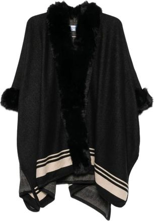 Blugirl Femme, Vestes, Noir, Taille: ONE Size Faux Fur Cape