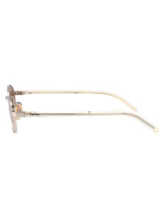 Prada 0PR Geometric Frame Silver Steel Sunglasses - Silver