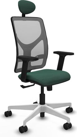 Piqueras y Crespo Gr&uuml;ner Drehstuhl mit 2D-Armlehnen, h&ouml;henverstellbarer Lendenwirbelst&uuml;tze und festem Kopfteil, ausgestattet mit Sincro 3 Positionen und Schneideschaum,