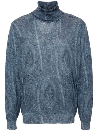 Etro pull à motif cachemire en jacquard - Bleu