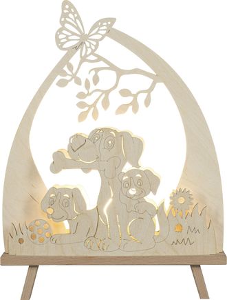 Rudolphs Schatzkiste Lichterspitze Hundefreund elektrisch beleuchtet inkl. einem LED-Leuchtmittel BxHxT 30x41x6cm NEU Schwibbogen Mieze Leuchterbogen Lichterbogen Fensterb