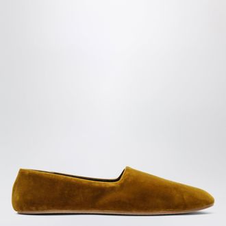 The Row Samt-Slipper Ponti in Senfgelb