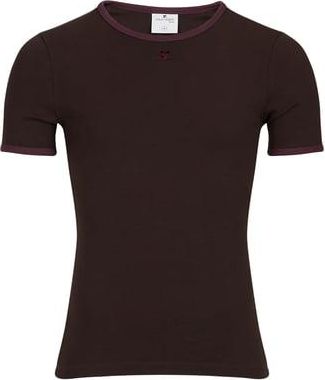 Courr&egrave;ges T-shirt &agrave; logo brod&eacute; en coton