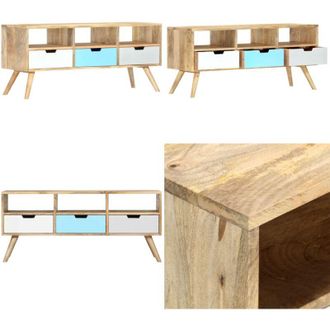 vidaXL Vidaxl - TV-Schrank 110&times;35&times;48 cm Massivholz Mango - TV-Schrank - Mangoholz - Vintage Stil - Wohnzimmerschrank - Regal - Home & Living