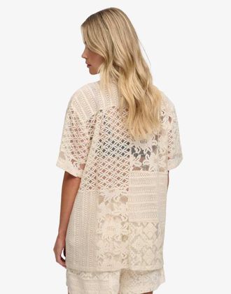 Superdry Chemise de plage en dentelle patchwork - &Eacute;cru poudr&eacute;-Blanc