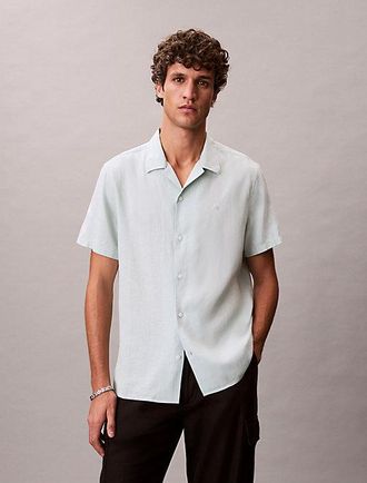 Calvin Klein Chemise &agrave; manches courtes en lin m&eacute;lang&eacute;