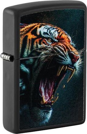 Zippo Sturmfeuerzeug - Fierce Tiger, Black Matte, Color Image - Nachfüllbar - Wiederverwendbar - Windfestes Design - Geschenkbox - Made in USA