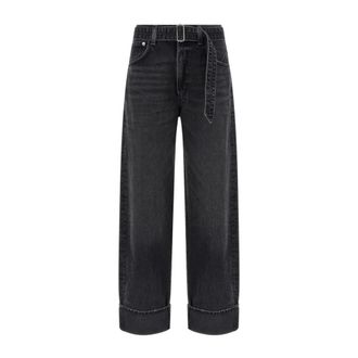 A Gold E Jean large taille haute cropped - Femme - Jeans - Noir - Taille: W26