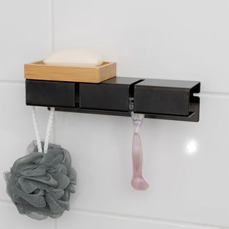 Enjoy Design Gap Duschablage ohne Bohren aus poliertem Edelstahl I stilvolle Duschablage made in Europe. Praktisches Duschregal mit Rasier- und Zahnbürstenhalter. 