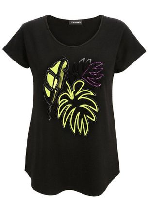 Doris Streich Rundhalsshirt (1-tlg) mit Palmblatt-Motiv