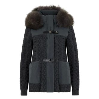 Moorer Femme, Vestes, Gris, Taille: 42 FR &Eacute;l&eacute;gante veste dhiver avec capuche en fourrure