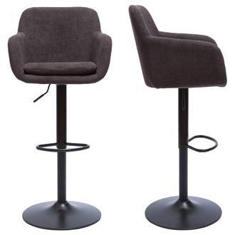 Miliboo Miliboo - Tabourets de bar r&eacute;glables tissu effet velours gris fonc&eacute; et m&eacute;tal (lot de 2) amika