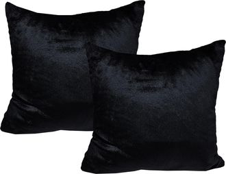 JACK 2er Set Teddy Flausch Kissenh&uuml;lle Kissenbezug Dekokissen flauschig kuschlig weich, Farbe:Schwarz, Gr&ouml;&szlig;e:45 x 45 cm