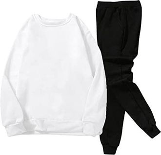 Generic Surv&ecirc;tement de loisirs pour homme en coton sans capuche - Surv&ecirc;tement de jogging en coton noir - Pantalon de sport sans capuche - Pantalon de sport &agrave; 