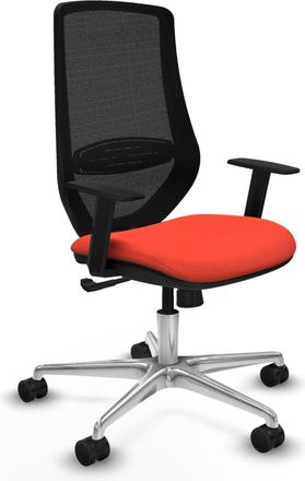 Piqueras y Crespo Ergonomischer B&uuml;rostuhl mit 1D-Armen, h&ouml;henverstellbare Lendenwirbelst&uuml;tze, ausgestattet mit Sincro 4 Positionen und injiziertem Schaum. Schwarz/Dunke