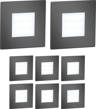 LEDs Com 8 Stück LED Treppenlicht/Wandeinbauleuchte FEX für innen und außen, eckig, anthrazit, 85 x 85mm, kaltweiß