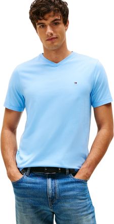 Tommy Hilfiger Herren T-Shirt Kurzarm Essential Tee mit V-Ausschnitt, Blau (Vessel Blue), L