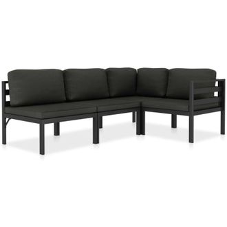 vidaXL Salon de jardin 4 pcs avec coussins Aluminium Anthracite vidaXL
