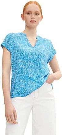 Tom Tailor Denim TOM TAILOR Denim 1031750 Chemisier Basique Femme,29870 - Blue Wave Print,L