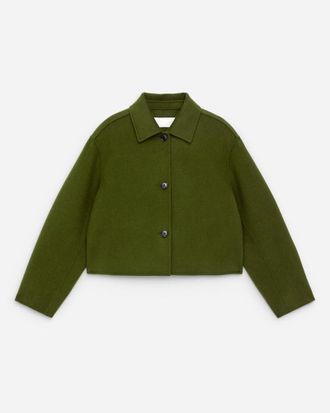 Arket Doubleface-Overshirt Aus Wollmischung -Gr&uuml;n