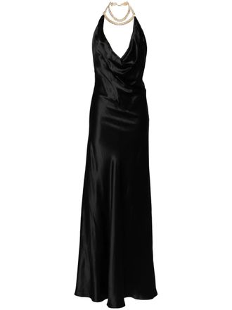 Michelle Mason Neckholder-Abendkleid - Schwarz