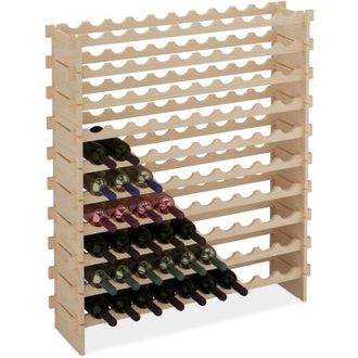 Relaxdays Relaxdays - Weinregal, f&uuml;r 60 Weinflaschen, stapelbares Flaschenregal, hbt: 73x103x25 cm, erweiterbar, Kiefernholz, natur