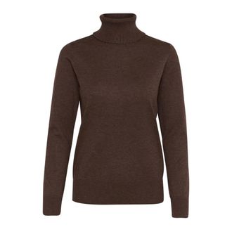 Saint Tropez Weicher Strick Rollkragenpullover in Dunklem Eichenmelange - - Knitwear - Damen - Braun - 2XL