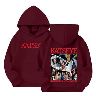 Generic Sweat &agrave; capuche pour femme Kpop Fan Support Merch Pull &agrave; capuche style cor&eacute;en T-shirt &agrave; manches longues Harajuku Y2K Streetwear Tenue, Bordeaux, XXL