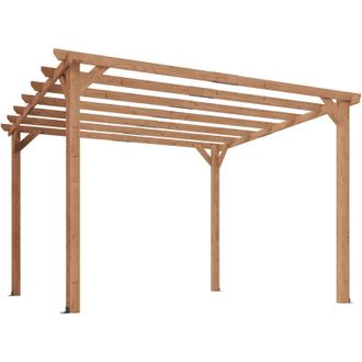 OUTSUNNY Pergola en bois - tonnelle ext&eacute;rieur - Outsunny - structure robuste avec poteaux 90 mm et 7 poutres - 3 x 3 m - effet bois d&eacute;rable