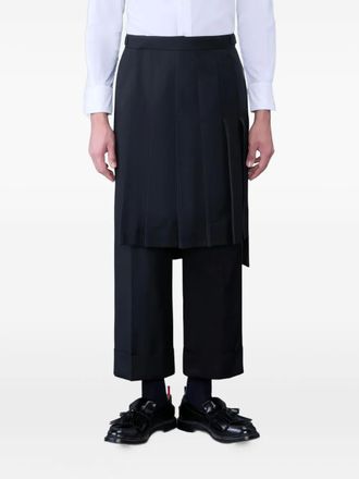 Thom Browne pantalon à empiècement plissé - Noir