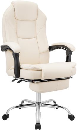 Clp B&uuml;rostuhl ergonomisch mit Fu&szlig;ablage Castle, Schreibtischstuhl gepolstert Kunstleder, Drehstuhl h&ouml;henverstellbar bis 130 kg belastbar, Farbe:Creme
