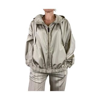 Max Mara Veste &agrave; capuche avec effet nacr&eacute; - Femme - Vestes - Gris - Taille: 38 FR
