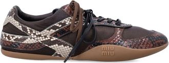 Miu Miu Snakeskin-effect Leather Sneakers