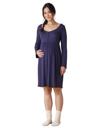 Envie de Fraise Bio-Kollektion: Umstands-Nachthemd mit Lochmuster Marine 36/38