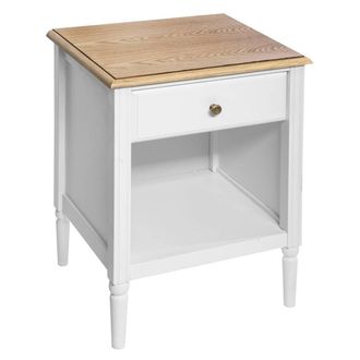 Atmosphera Atmosphera - Nachttisch Solen, Wei&szlig; und Holz, B 45 x T 40 x H 61 cm, 1 Schublade, Ablagefach - F&uuml;r Schlafzimmer, Wohnzimmer, Beistelltisch