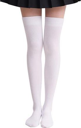 Generic Paire De Chaussettes Extra Longues Couleur Unie, Montantes -Dessus Du Genou, En Nylon Femme Hautes Cuisse WomenS Socks Bas Hauts Hiver Womens Chausset