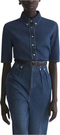 MUGLER Femme, Blouses et Chemises, Bleu, Taille: 40 FR Chemise en denim ajust&eacute;e