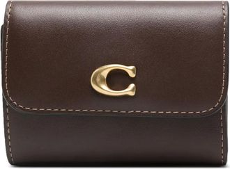 Coach portefeuille pliant &agrave; plaque logo - Marron