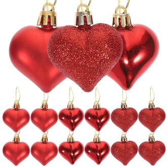 Angoily 24 St&uuml;ck Herzf&ouml;rmige H&auml;ngende Herzkugel Anh&auml;nger 45cm Rot Deko f&uuml;r Valentinstag Party Garten Fenster