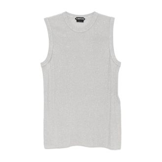Tom Ford &Auml;rmelloses Top mit Rundhalsausschnitt - - Tops - Damen - Grau - M