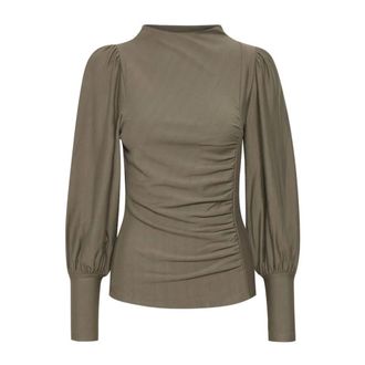 Gestuz Blouse Rifa &agrave; Manches Bouffantes - Femme - Blouses et Chemises - Brun - Taille: 38 FR