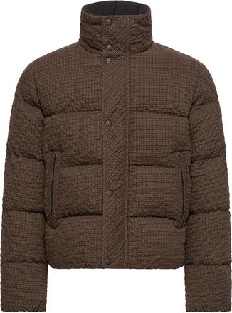 Moncler Moncler Doudoune Courte En Flanelle De Coton Oronte, Homme, Marron, Taille: 0