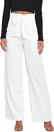 Feoya Pantalon Été Femme Léger Fluide Pants Large Jambe avec Poche Pnatalon Ample M