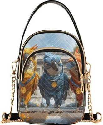 Mnsruu Sac à bandoulière pour femme - Sac à dos amusant avec bandoulière réglable - Perroquet et oiseau