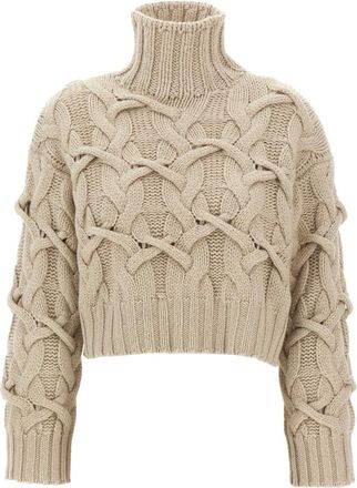 Brunello Cucinelli Femme, Pulls, Beige, Taille: 38 FR Pull en Cachemire Tress&eacute;