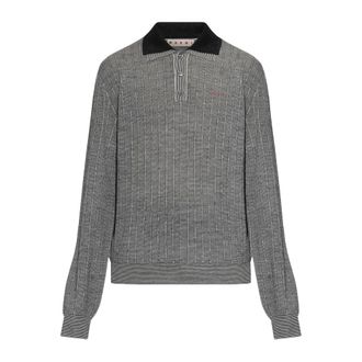 Marni Woll-Langarm-Poloshirt - - Tops - Herren - Grau - XL