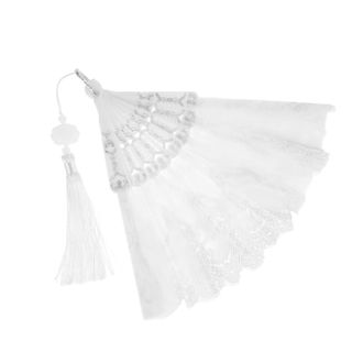 FOMIYES Vintage Spitzen Faltf&auml;cher mit Blumenstickerei und Langer Quaste Leichter Brautf&auml;cher f&uuml;r Hochzeit Party und Tanzveranstaltungen