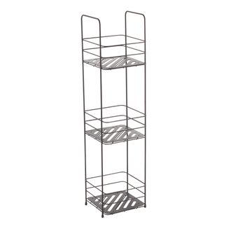 MSV Badregal mit 3 Ablagen Badezimmerregal Standregal K&uuml;chenregal Aufbewahrung - Metall schwarz matt